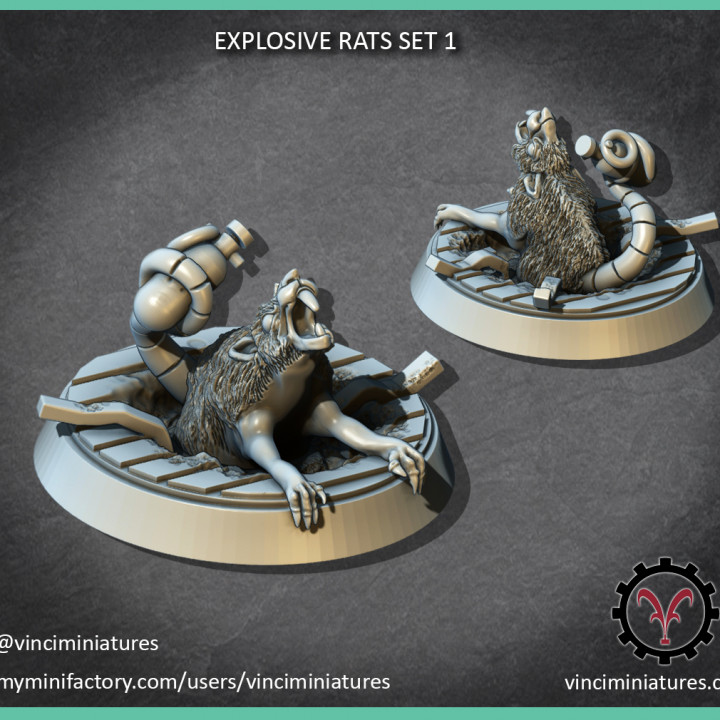 3D Printable EXPLOSIVE RATS SET 1 by vinciminiatures