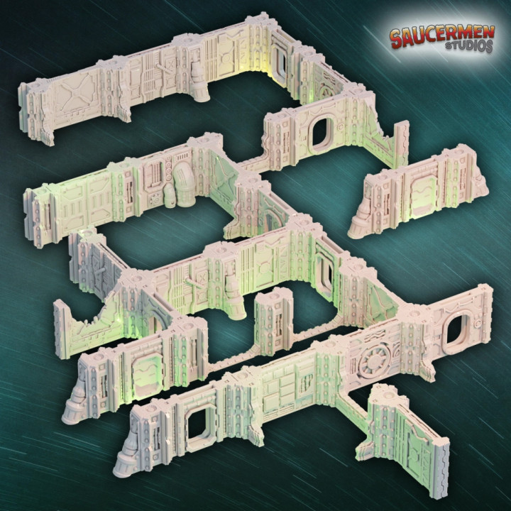 3D Printable Ship Assault: Modular Walls – Base Set by Saucermen Studios