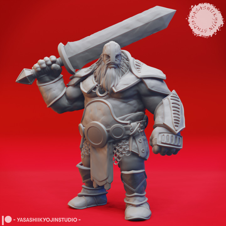 3D Printable Fire Giant Swordsmen - Tabletop Miniature by YKS Miniatures