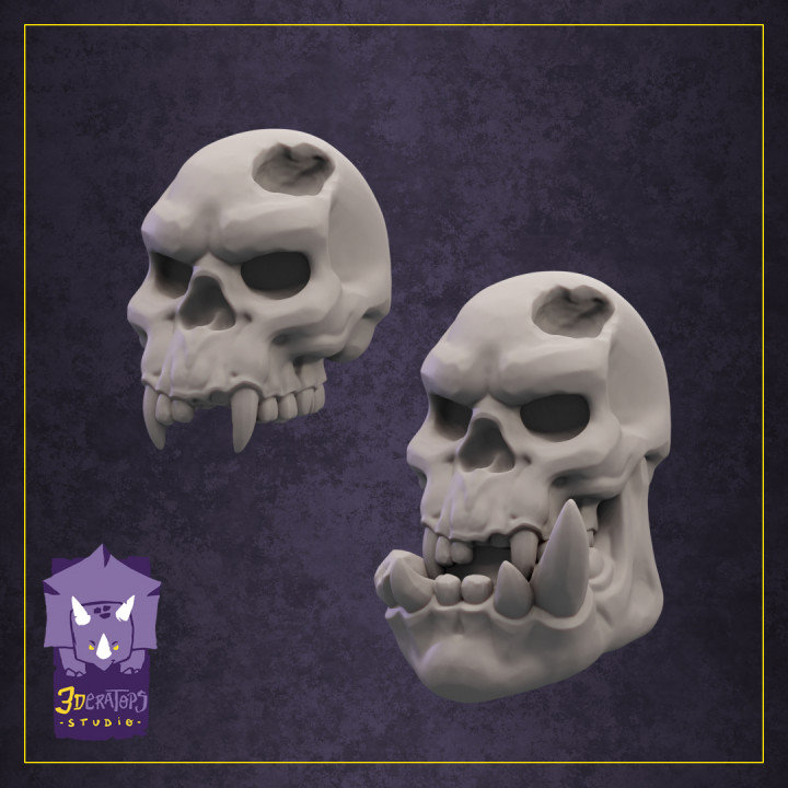 3D Printable Orc Skulls Pack by 3DeRatopsStudio