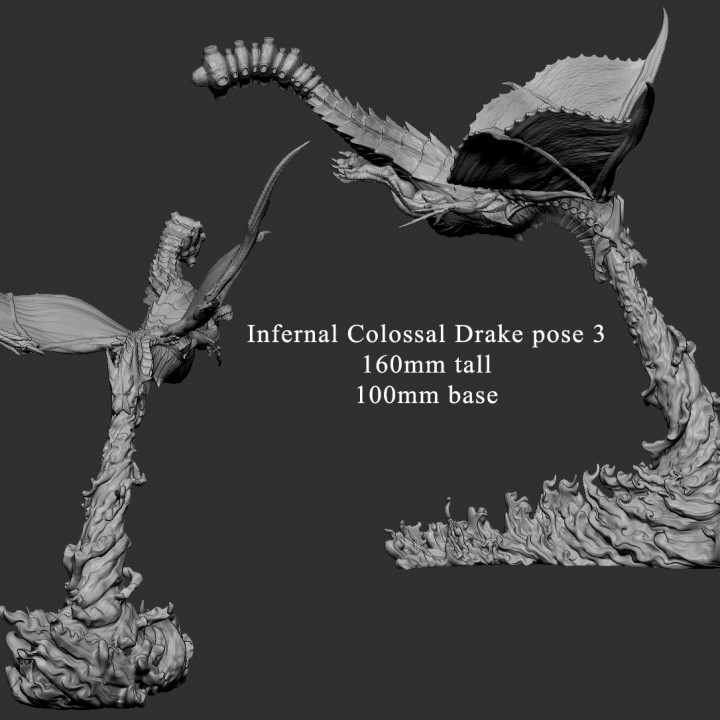 3D Printable COLOSSAL INFERNO DRAKE (pose 3) by Mini Monster Mayhem