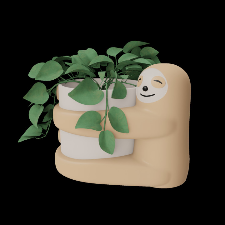 3D Printable Sloth Planter Pot Organiser by sliceables
