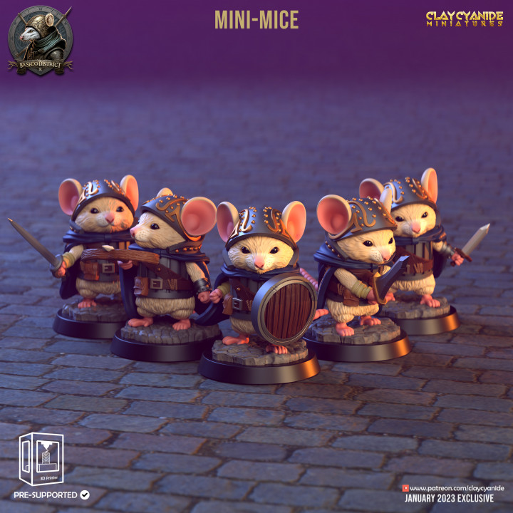 3D Printable Mini-mice by Clay Cyanide Miniatures