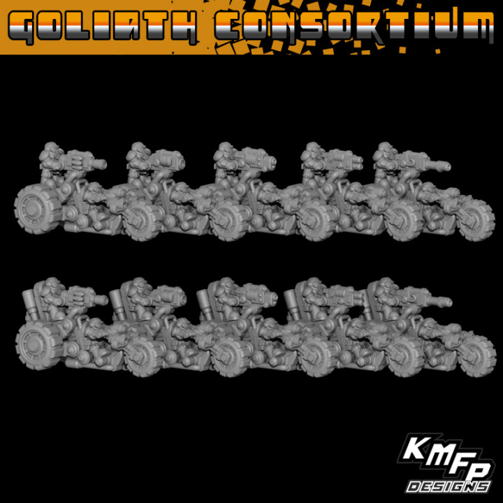 3D Printable Goliath Consortium Bikes and Trikes (6-8mm) by KMFP Designs