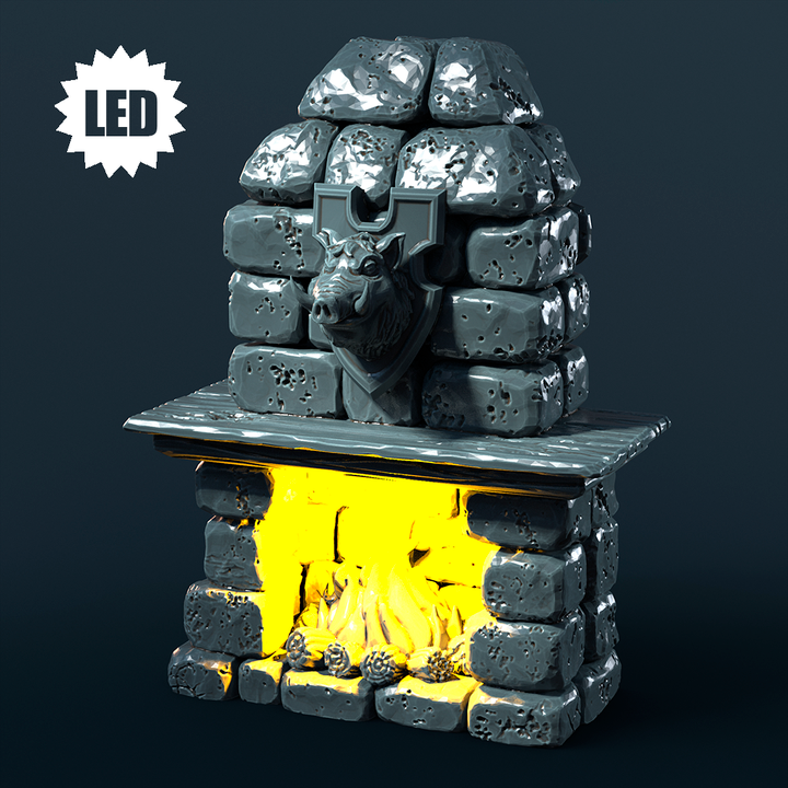 3D Printable LED Fireplace by Moonshine Miniatures