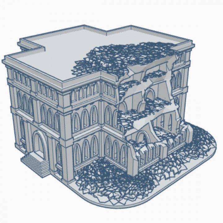 3D Printable Gothic Ruined Building 53 GR053 by Wargame Forge