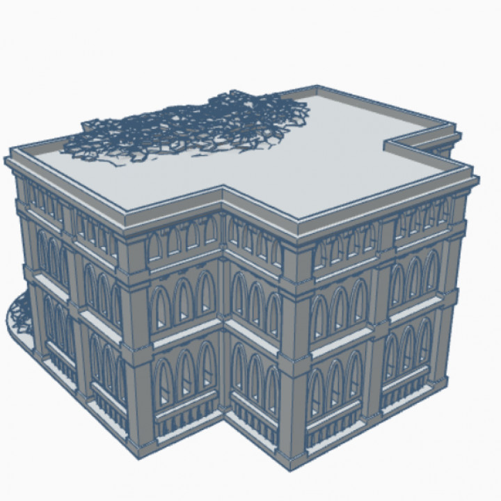 3D Printable Gothic Ruined Building 53 GR053 by Wargame Forge