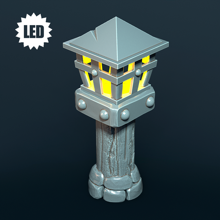 3D Printable LED Lamp Post by Moonshine Miniatures