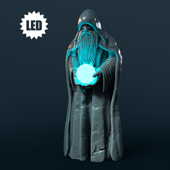 3D Printable LED Mage statue by Moonshine Miniatures