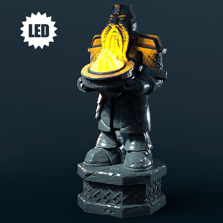 3D Printable LED Dwarven Statue by Moonshine Miniatures