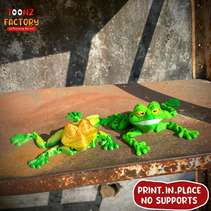 3D Printable PRINT-IN-PLACE FLEXI TOAD ARTICULATED by Toonz Factory