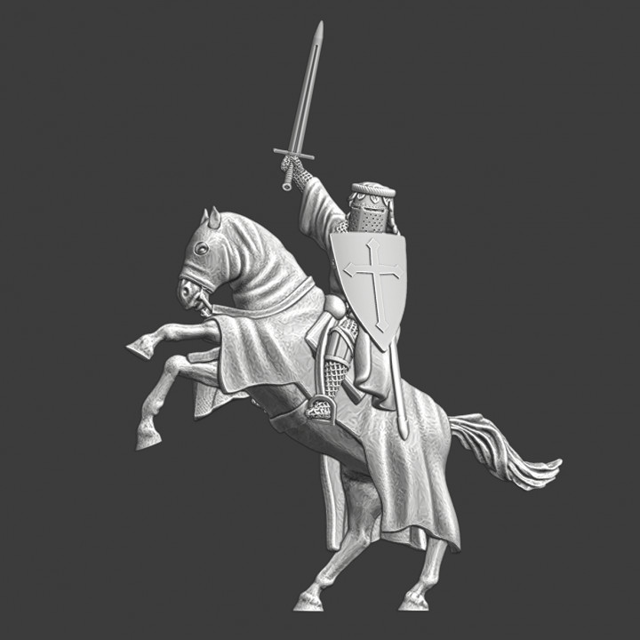 3D Printable Medieval crusader mounted and raised sword by Northern ...