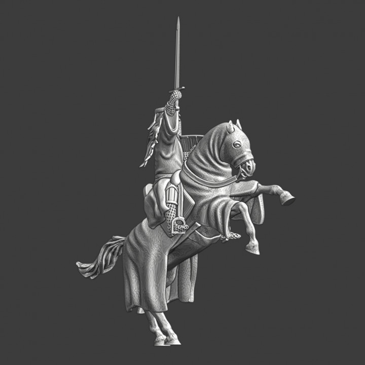 3D Printable Medieval crusader mounted and raised sword by Northern ...