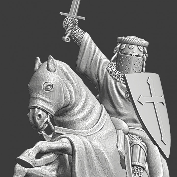 3D Printable Medieval crusader mounted and raised sword by Northern ...