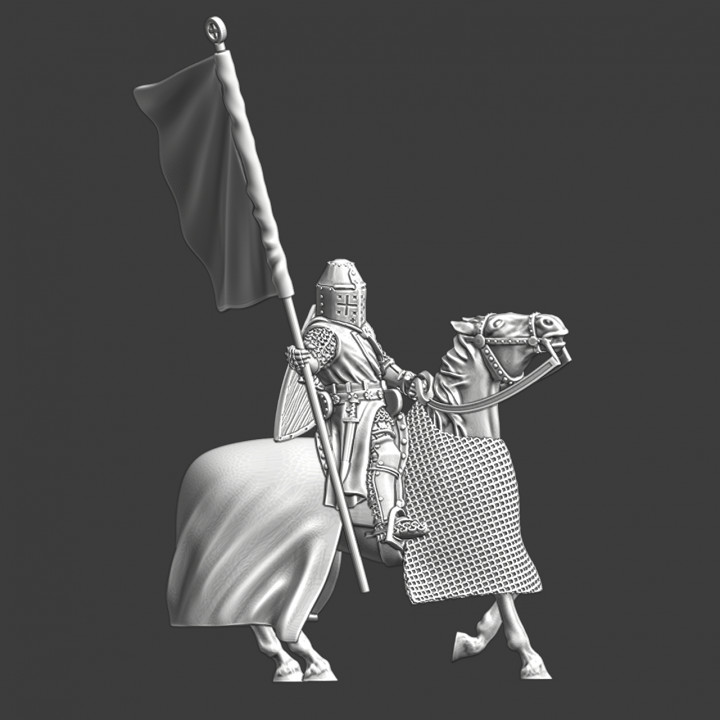 3D Printable Mounted medieval knight with banner by Northern Crusades ...