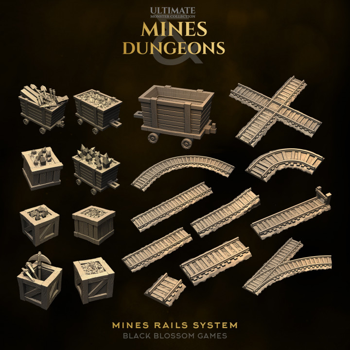 3D Printable Mines Rails System :: Black Blossom Games by Black Blossom ...