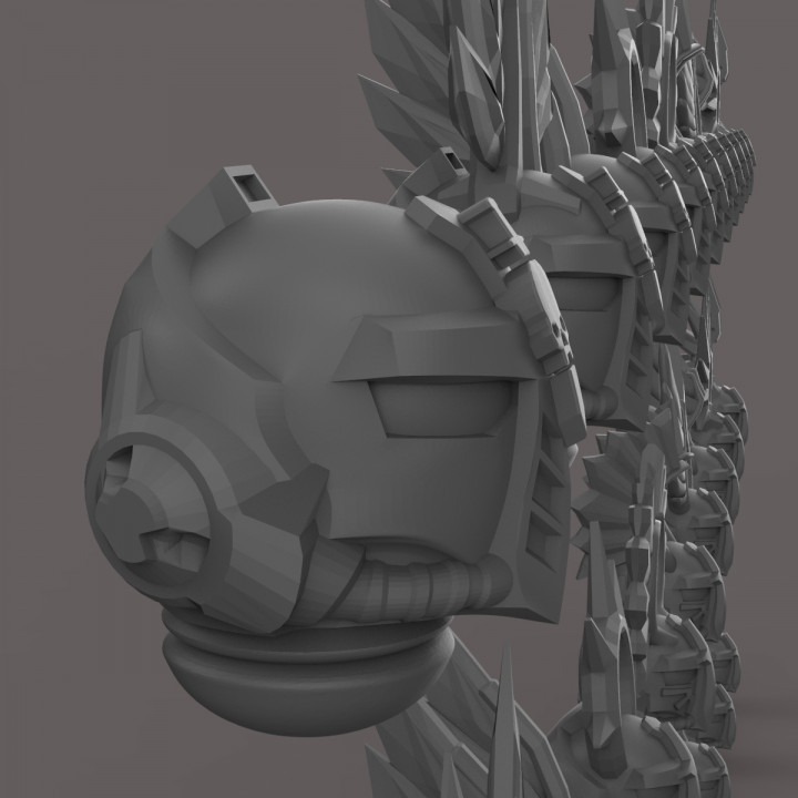 3D Printable Proxy set dark star warriors angels head V2 by MCGuild