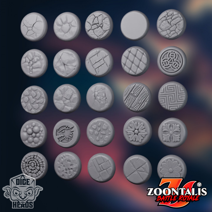 3D Printable Mega Base Set (pre-supported included) 25mm by Dice Heads