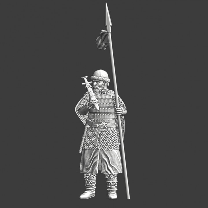 3D Printable Medieval Kievan Rus relaxing - sword on shoulder by ...