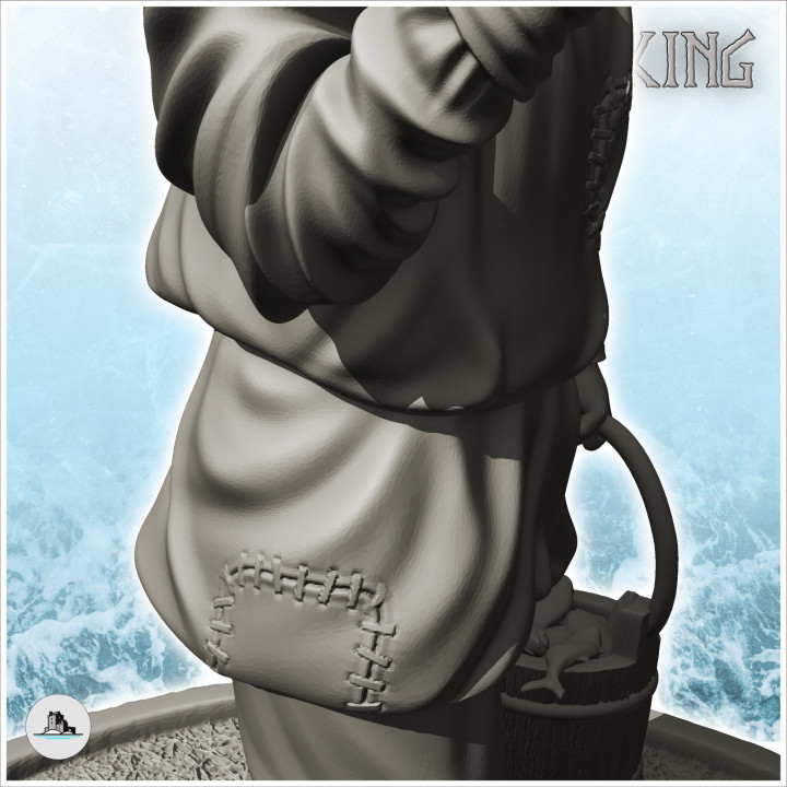 3D Printable Medieval fisherman with fishing rod and bucket of fish (10 ...