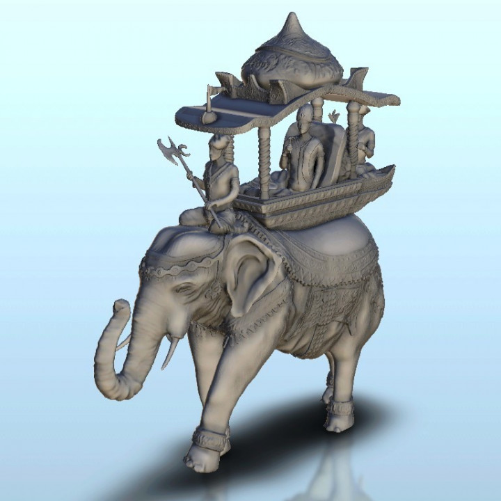 3D Printable Elephant with howdah - Medieval Asia Feudal Asian ...