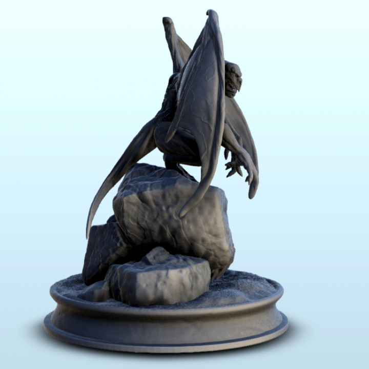 3D Printable Winged devil on a rock - Creature Darkness War 15mm 20mm ...
