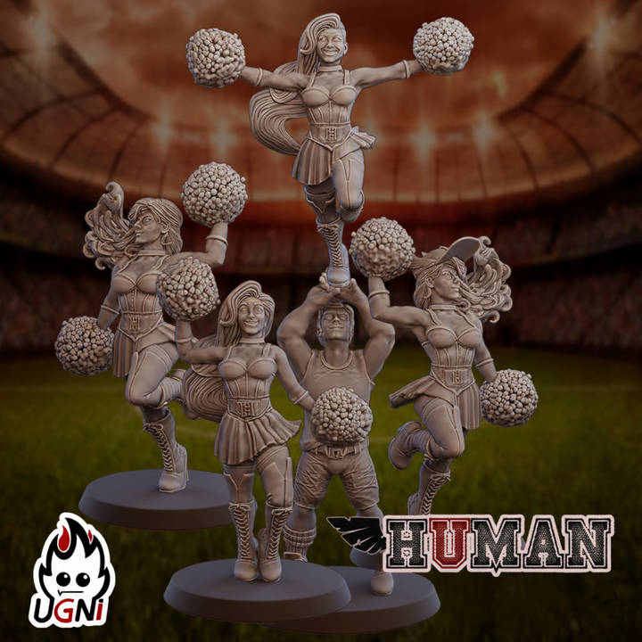 3D Printable Cheerleader x5 - Humans by UGNI Miniatures