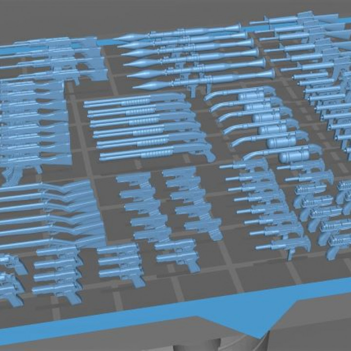 3D Print of Set of Modern weapons (4) - Modern AK-47 CTAR M16 RPG UZI ...