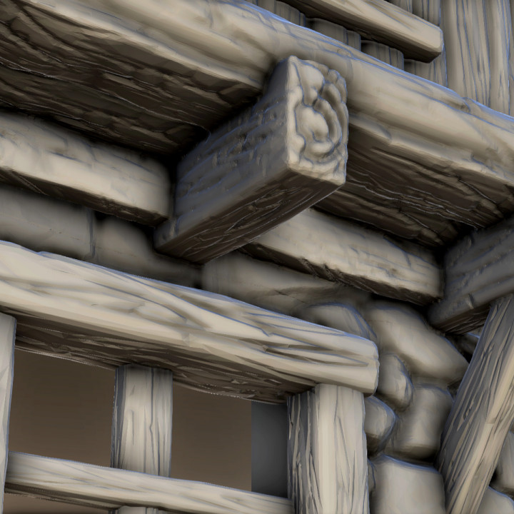 3D Printable Stone house with logs and floor (5) - Medieval Gothic ...