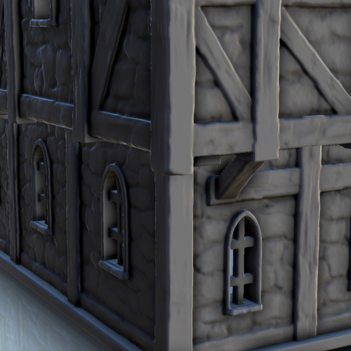 3D Printable Medieval half-timbered house with flag (6) - Medieval ...