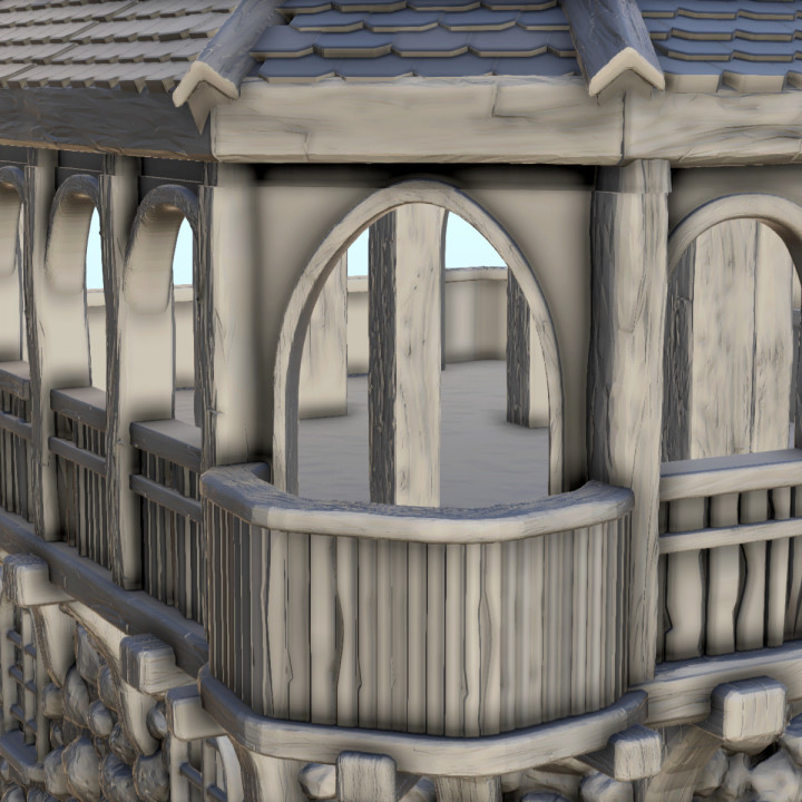 3D Printable Fancy stone tower with wooden floor and pointed roof (8 ...