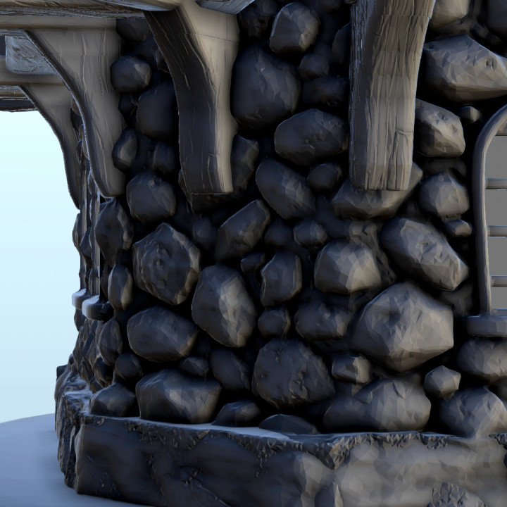 3D Printable Fancy stone tower with wooden floor and pointed roof (8 ...