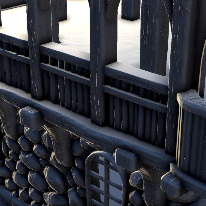 3D Printable Fancy stone tower with wooden floor and pointed roof (8 ...