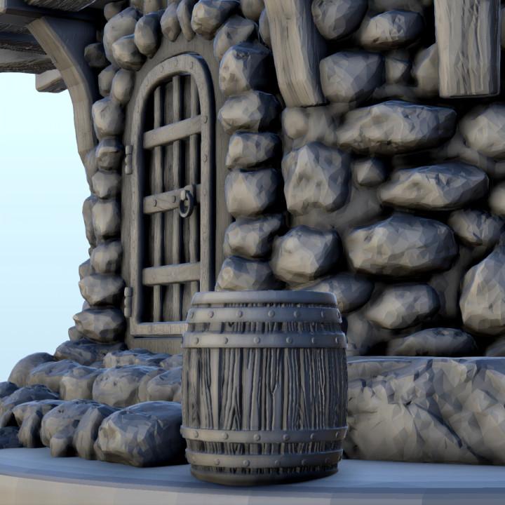 3D Printable Fancy stone tower with wooden floor and pointed roof (8 ...