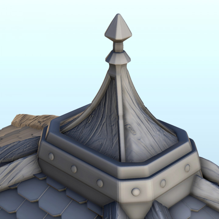 3D Printable Fancy stone tower with wooden floor and pointed roof (8 ...