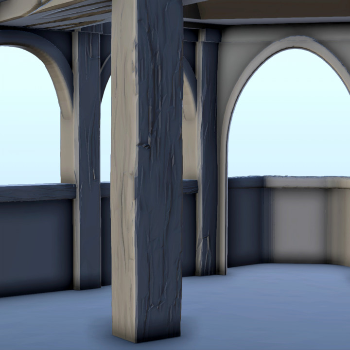 3D Printable Fancy stone tower with wooden floor and pointed roof (8 ...