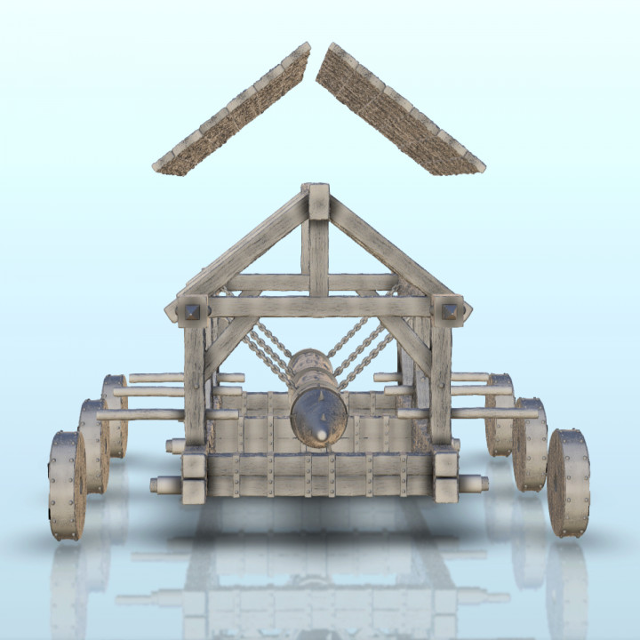 3D Printable Six-wheel siege ram (1) - Medieval Gothic Feudal Old ...