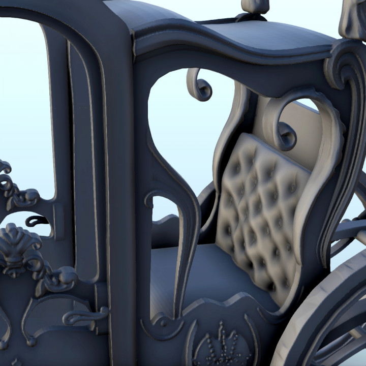 3D Printable Four-wheeled fancy royal carriage with upholstered seats ...