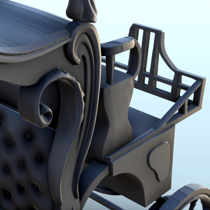 3D Printable Four-wheeled fancy royal carriage with upholstered seats ...