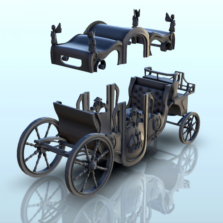 3D Printable Four-wheeled fancy royal carriage with upholstered seats ...