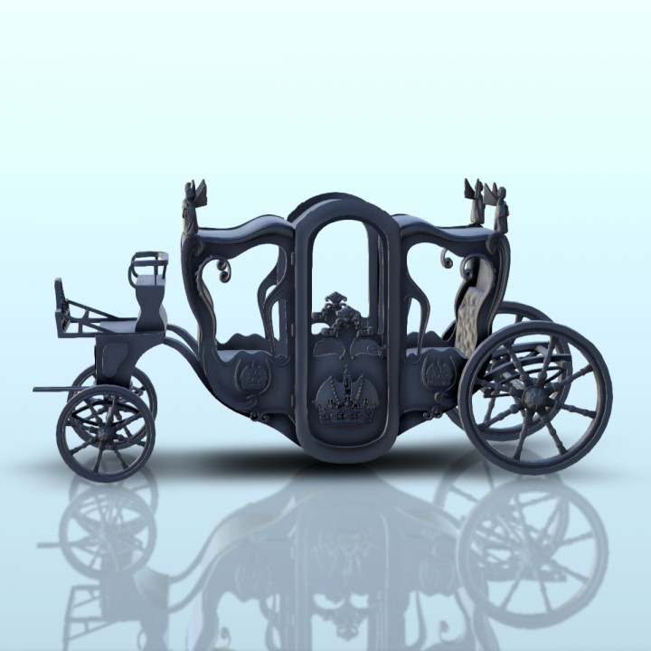 3D Printable Four-wheeled fancy royal carriage with upholstered seats ...