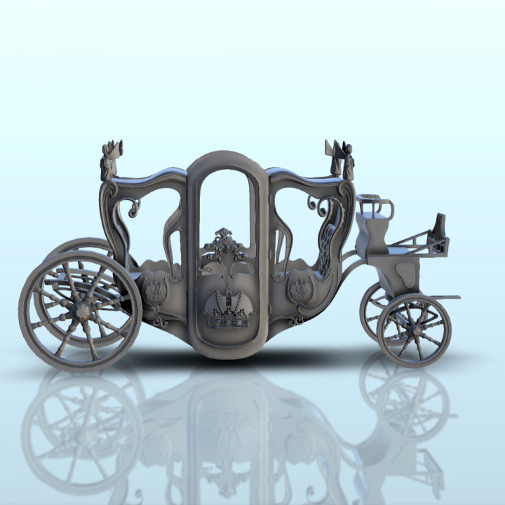 3D Printable Four-wheeled fancy royal carriage with upholstered seats ...