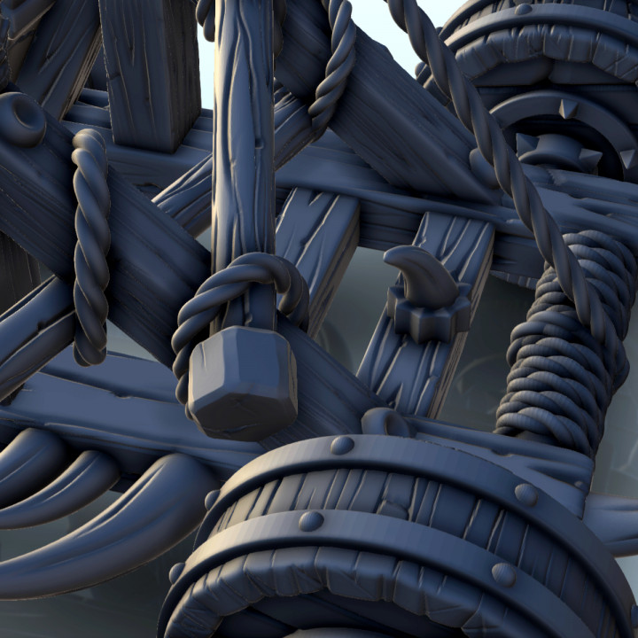 3D Printable Fantasy chaos catapult with spiked shields (2) - Medieval ...