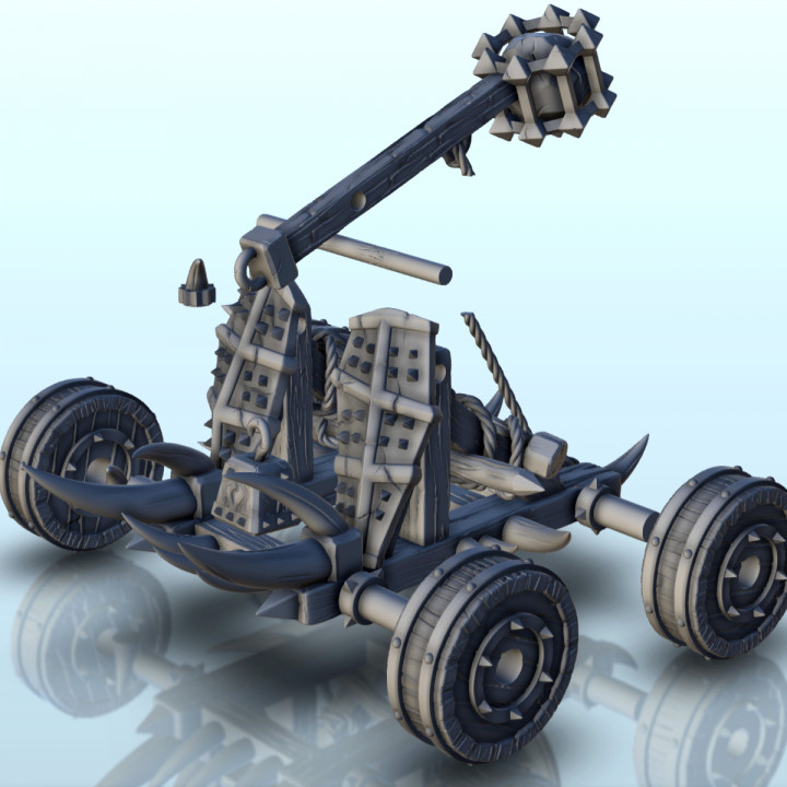 3D Printable Fantasy chaos catapult with spiked shields (2) - Medieval ...