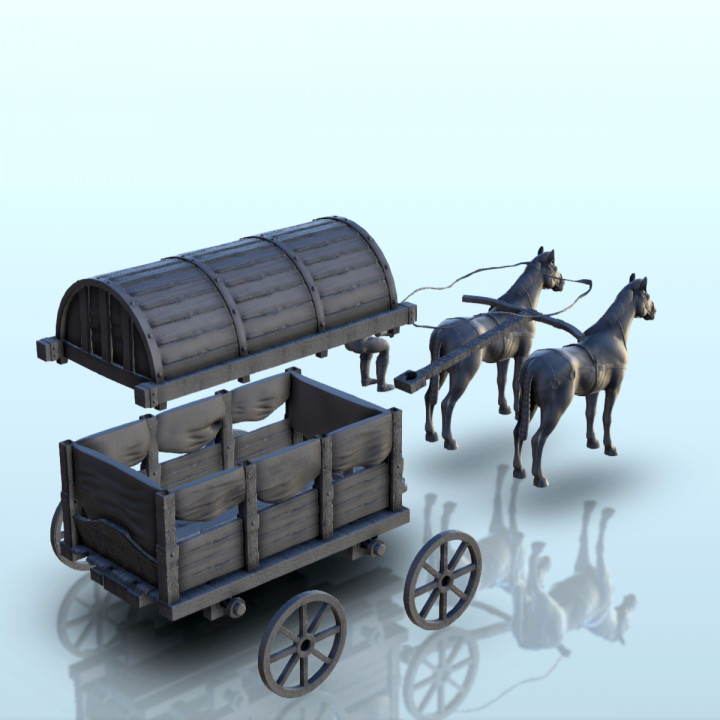 3D Printable Medieval carriage with horses and coachman (2) - Medieval ...