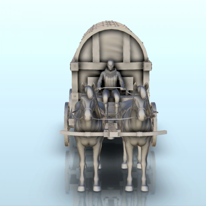 3D Printable Medieval carriage with horses and coachman (2) - Medieval ...