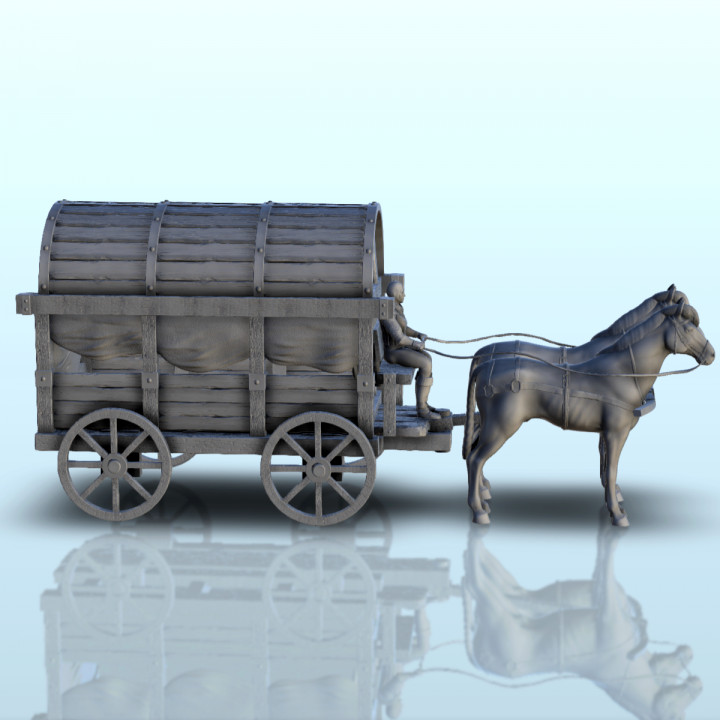 3D Printable Medieval carriage with horses and coachman (2) - Medieval ...