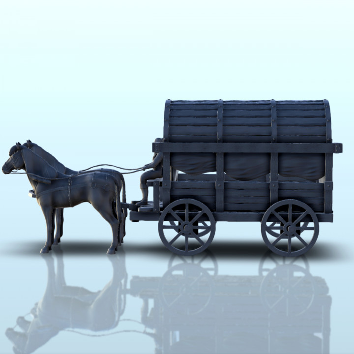 3D Printable Medieval carriage with horses and coachman (2) - Medieval ...