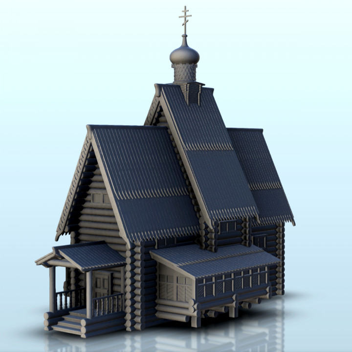 3D Printable Slavic orthodox wooden church with bell tower (4 ...