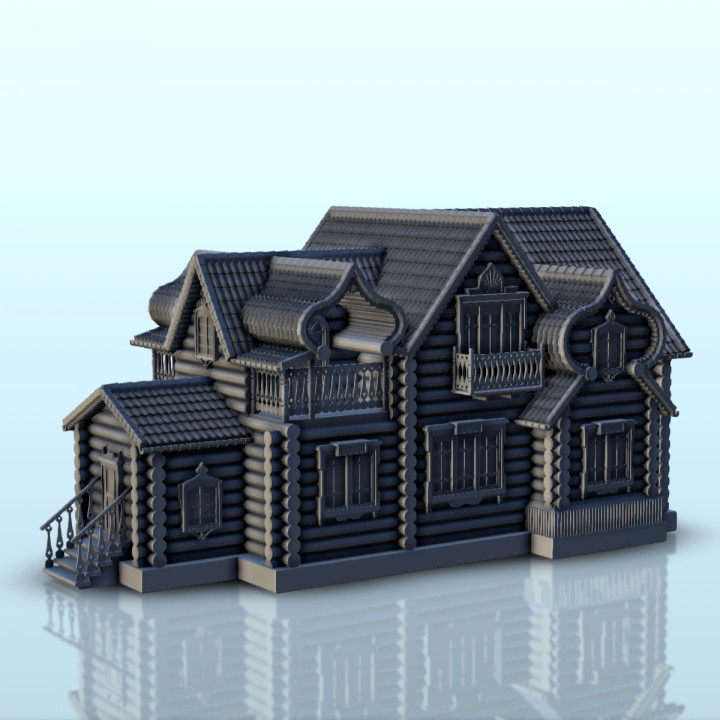 3D Printable Slavic log fancy large house (6) - Medieval Gothic Feudal ...
